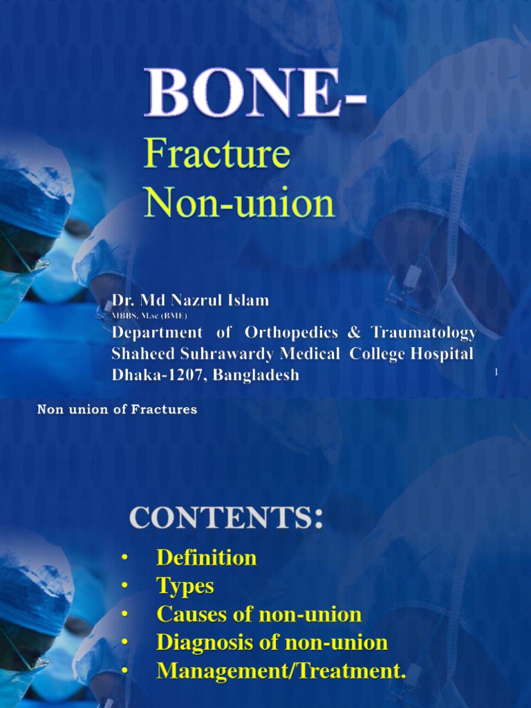 "BONE FRACTURES NON-UNION" - Diagnosis and Management | PDF