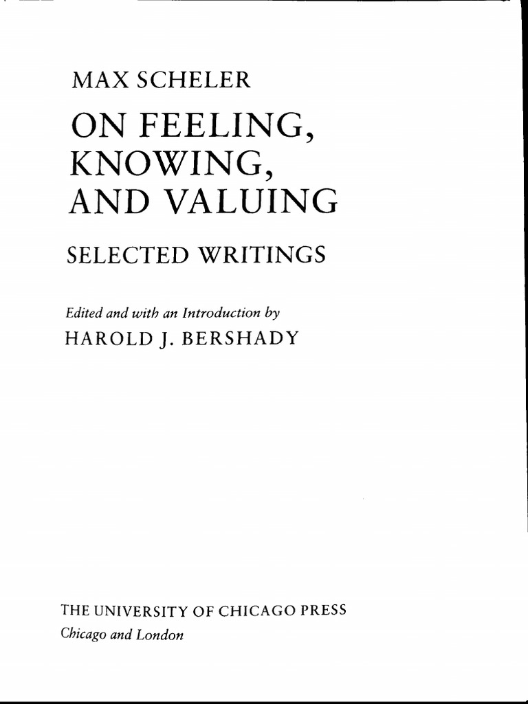 Scheler's Writings on Emotions and Values | PDF | Augustine Of Hippo ...
