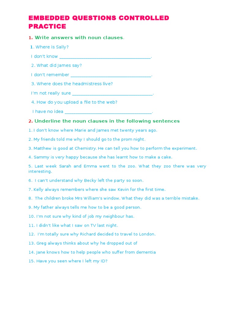 12 1d Embedded Questions Controlled Practice | PDF | Language Arts ...