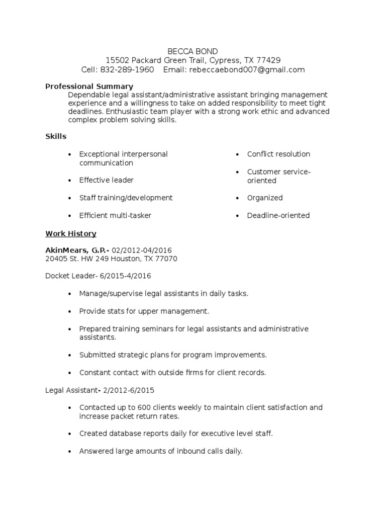 Rebecca Bond Resume | PDF