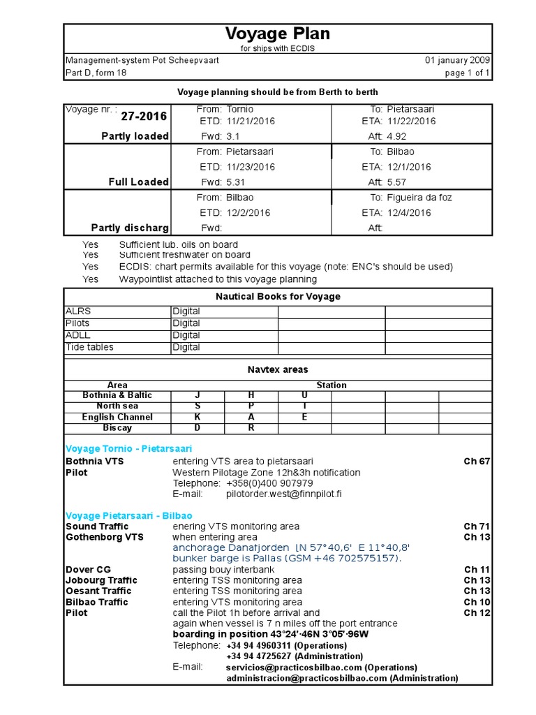 Contoh Voyage Plan | PDF