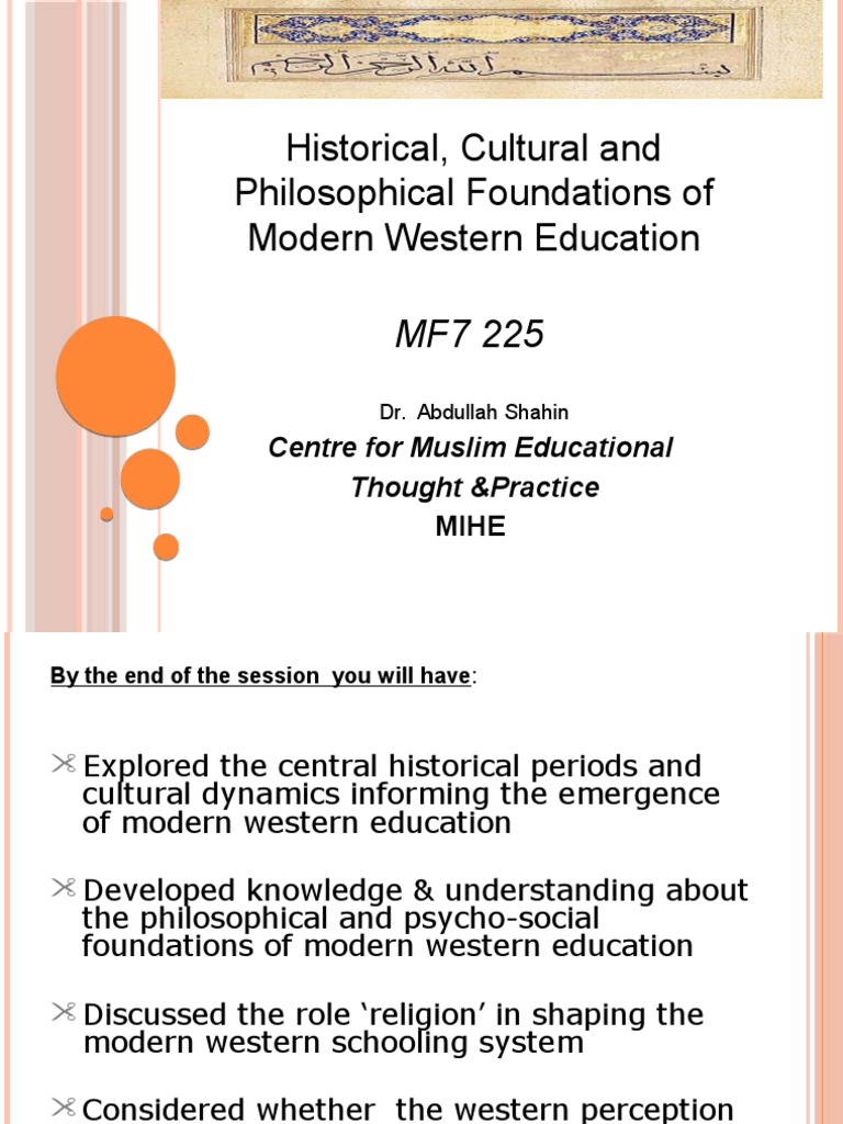 Historical, Cultural and Philosophical Foundations of Modern Western ...
