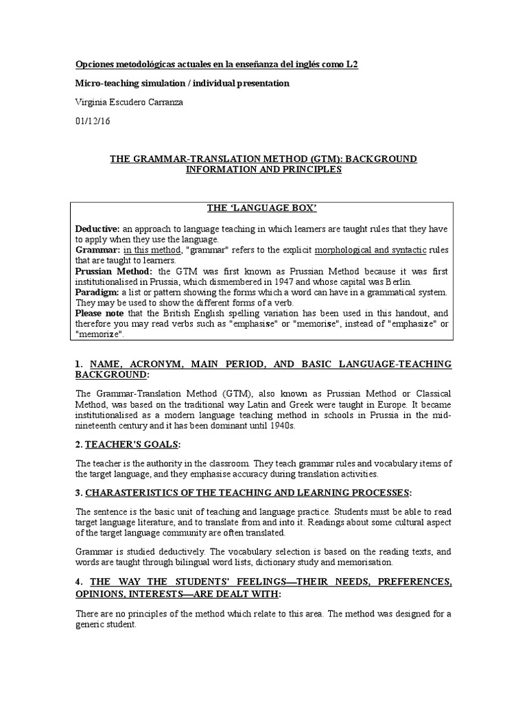 Grammar Translation Method | PDF | Second Language | Language Education