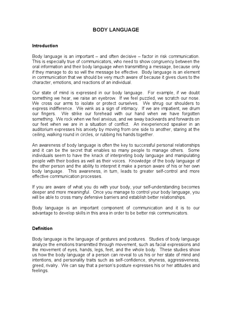 Body Language Basics | PDF