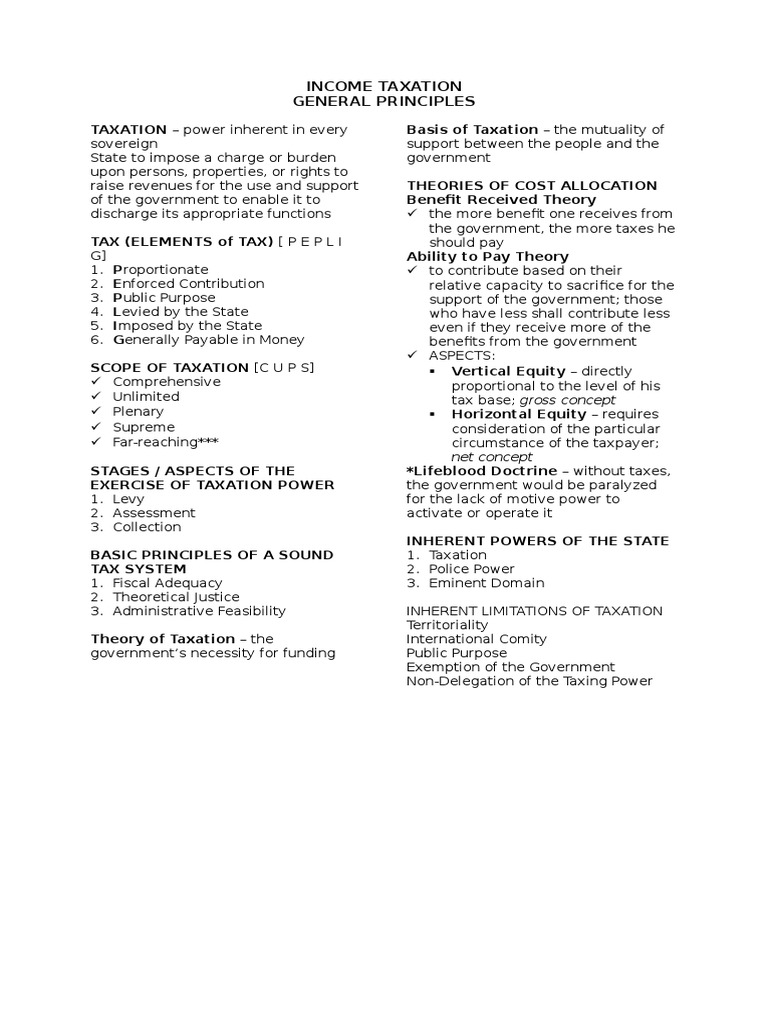 Income Taxation - General Principles | PDF