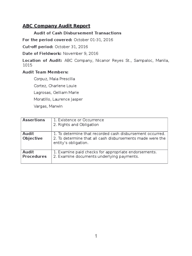 Audit of Cash Disbursement | PDF