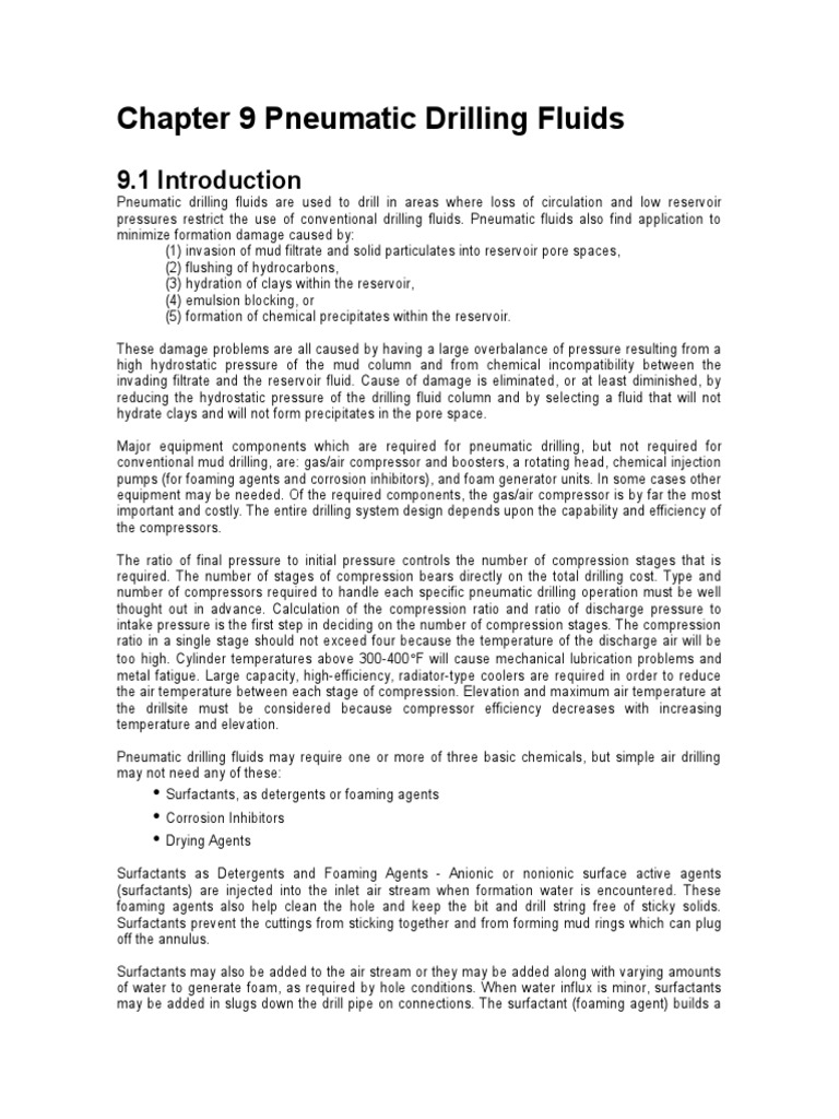 Pneumatic Drilling Fluids Overview | PDF | Oil Well | Foam