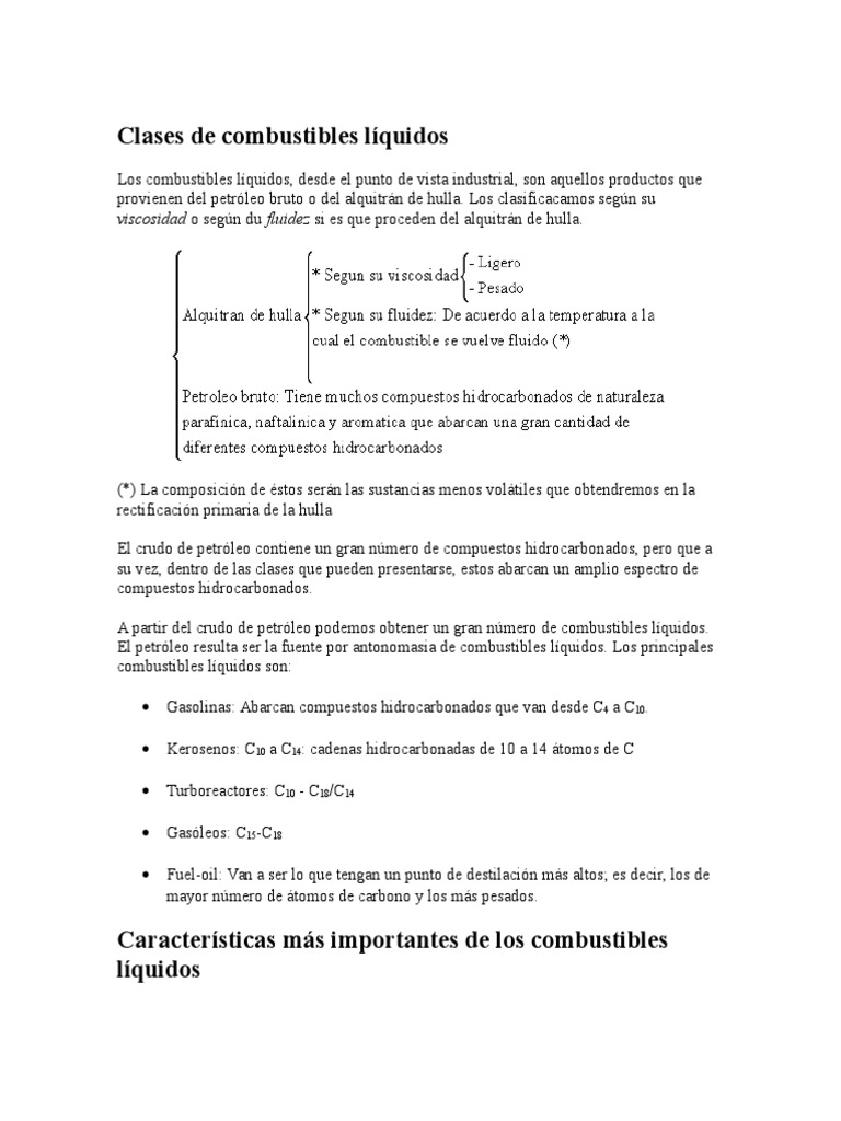 Clases de Combustibles Líquidos | PDF | Gasolina | Ciencias fisicas