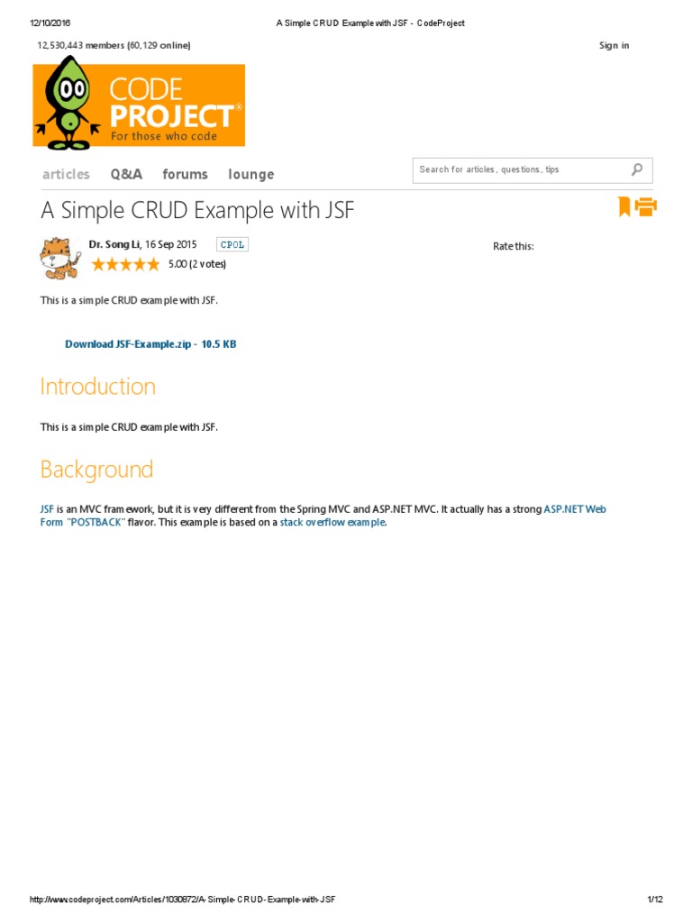 A Simple CRUD Example With JSF - CodeProject | Download Free PDF | Java ...