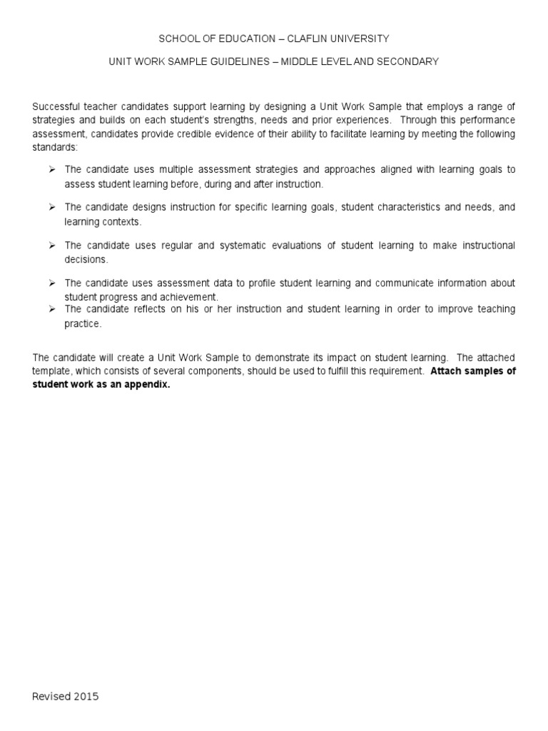 Unit Work Sample Final Draft | Download Free PDF | Educational ...