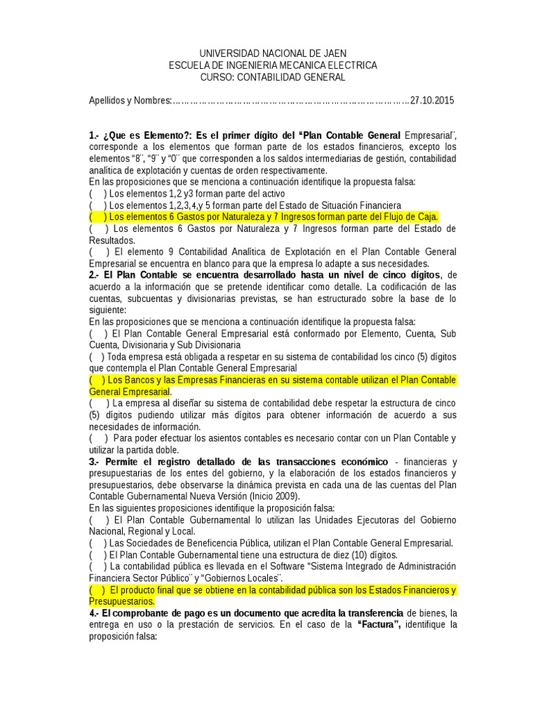 Prueba 27.10.2015 Ing. Mecánica | PDF | Contabilidad | Impuestos