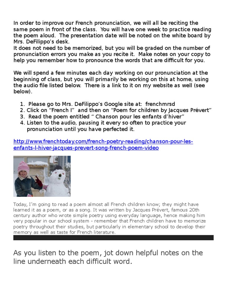 Poem For Children by Jacques Prevert | PDF