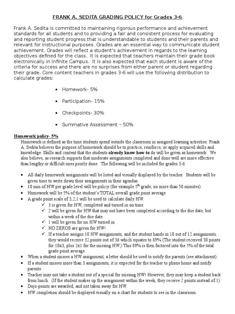 Grading Policy | PDF | Educational Assessment | Homework