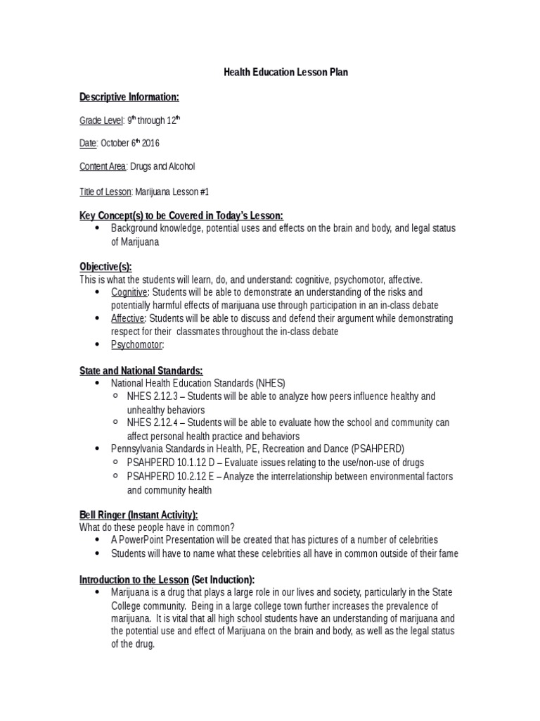 Marijuana Lesson Plan | PDF | Cannabis (Drug) | Cannabis