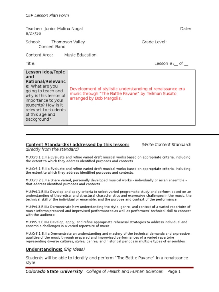 Lesson Idea/Topic and Rational/Relevanc E: What Are You: CEP Lesson ...
