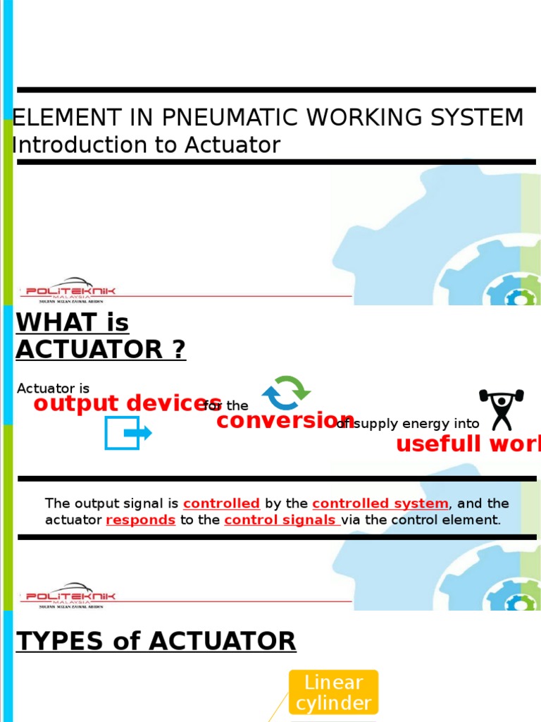 Element in Pneumatic Working System: Introduction To Actuator | PDF