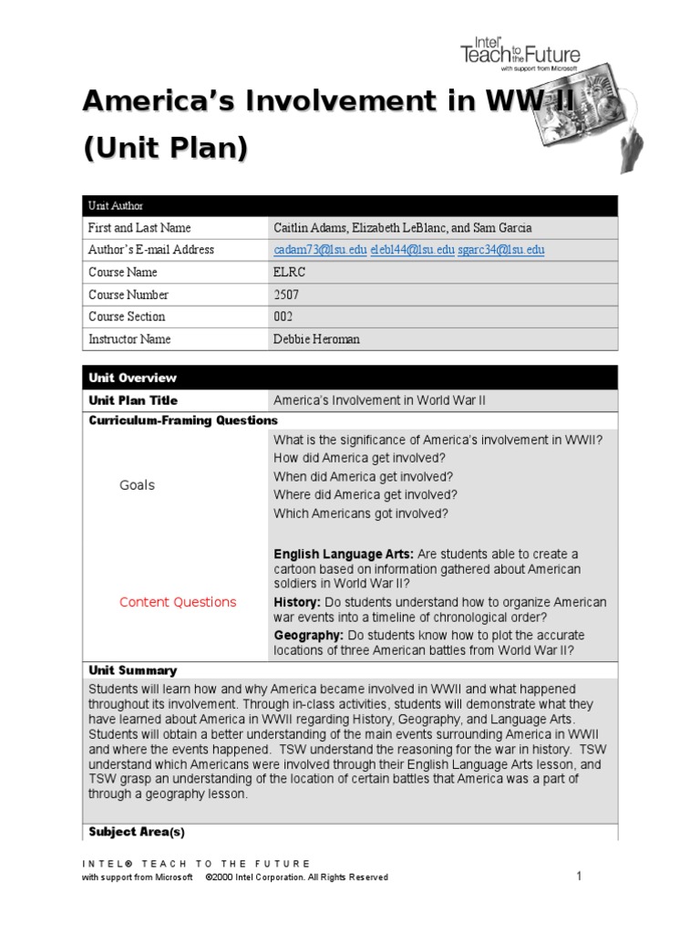 Wwii Unit Plan | PDF | Google | Internet
