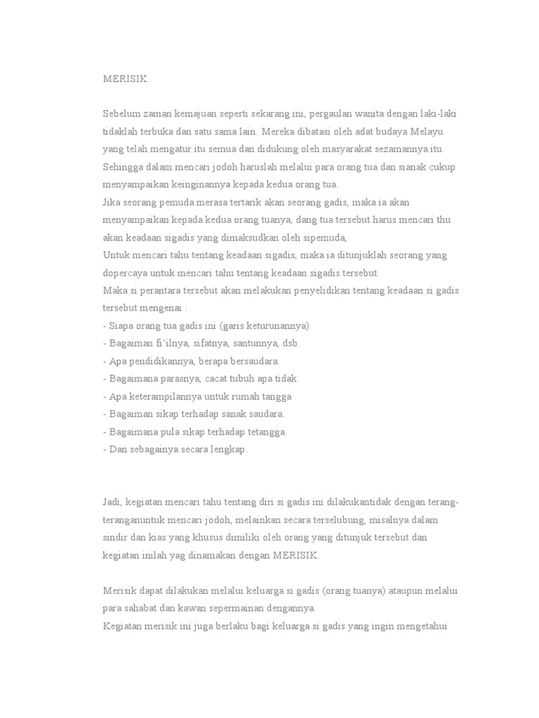 Tradisi Merisik dan Meminang Melayu | PDF | Kesehatan Holistik