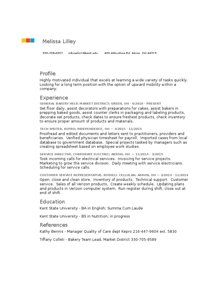 Melissa Resume 2016 | PDF | Career & Growth