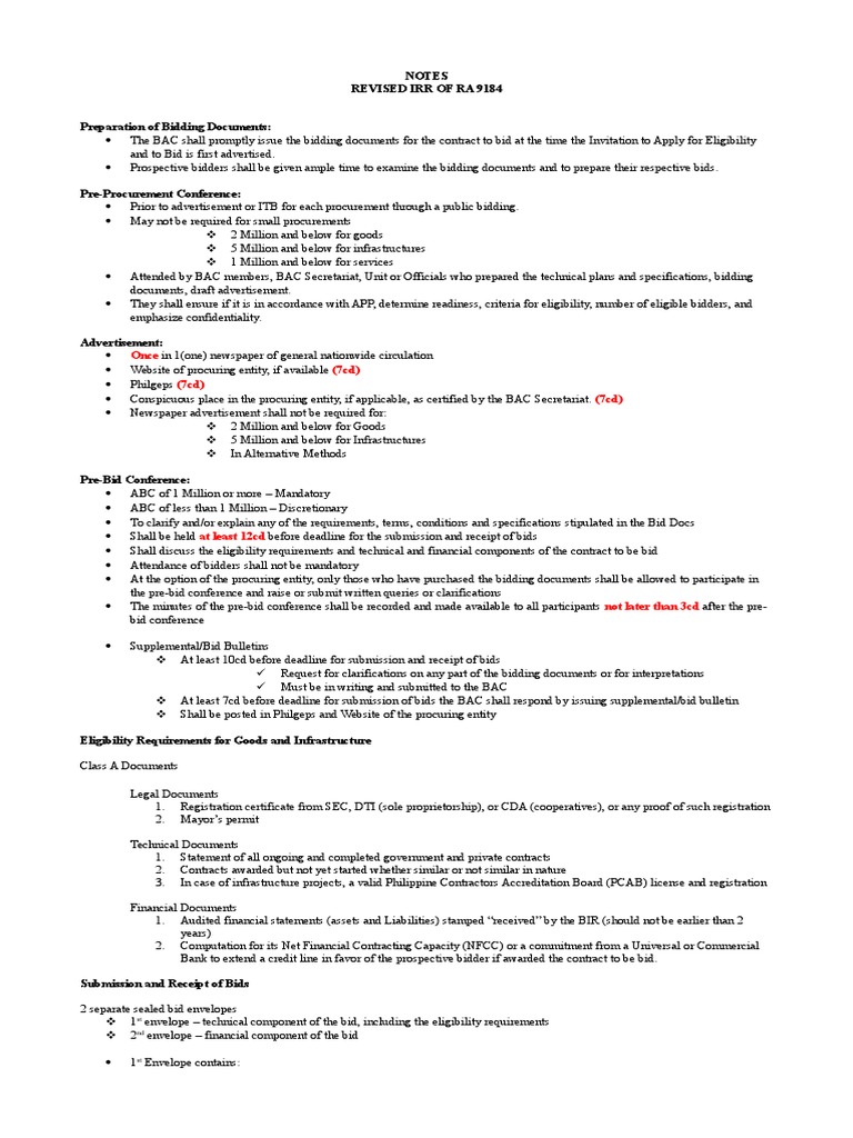 Bidding Process Guidelines for RA 9184 | PDF | Guarantee | Government