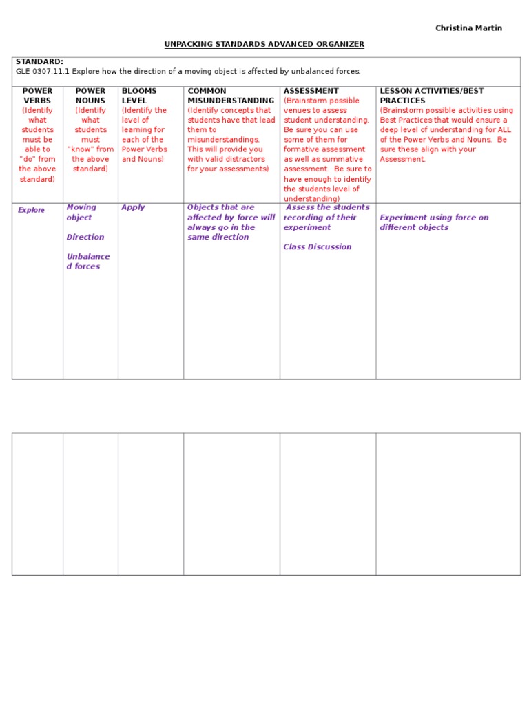 Unpack Standard 2 | PDF