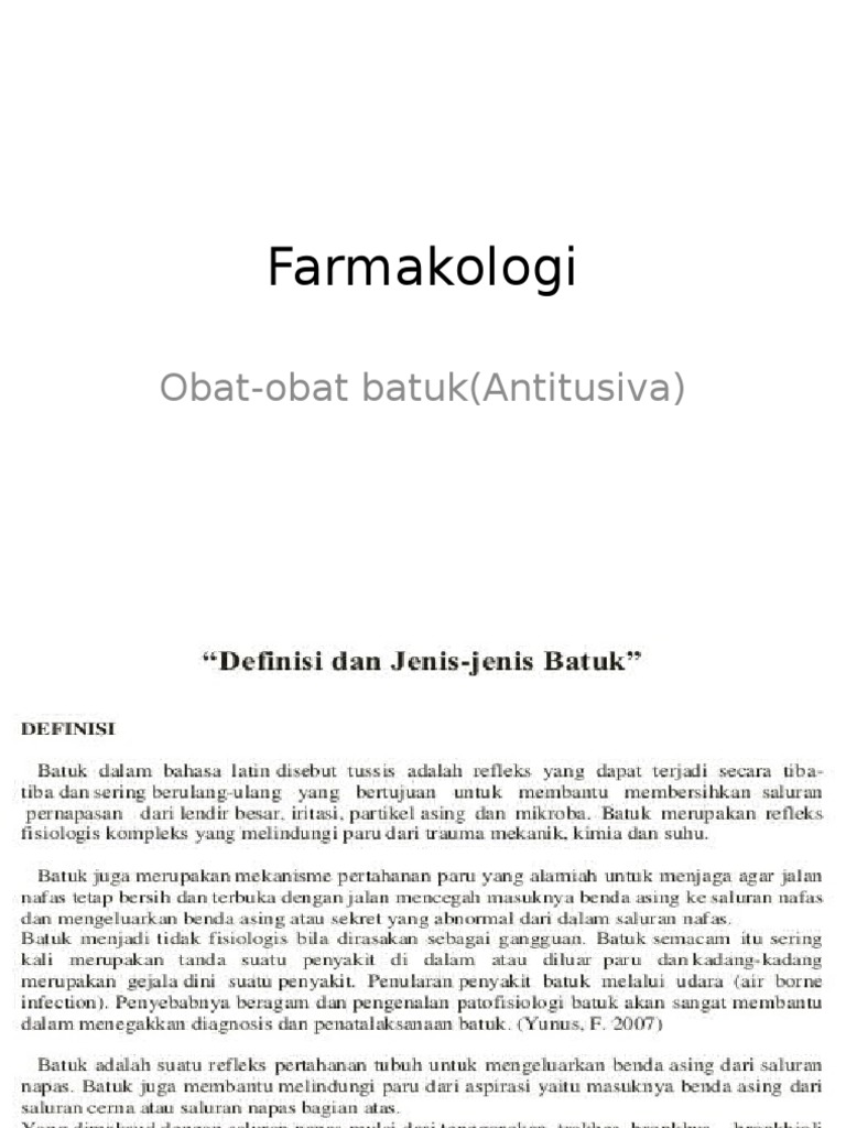 Farmakologi OBAT BATUK | PDF