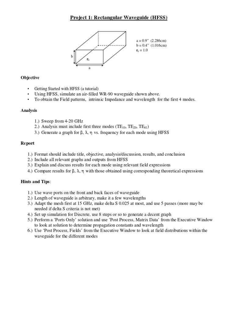 Rectangular Waveguide Design Using Hfss Pdf