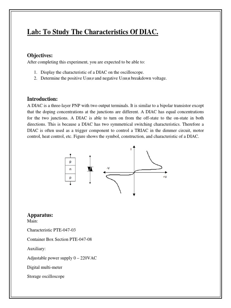DIAC Characteristics Lab Study | PDF
