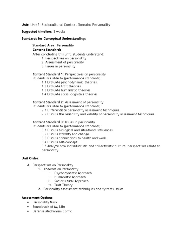 Personality Unit | PDF | Sociocultural Evolution | Scientific Theories