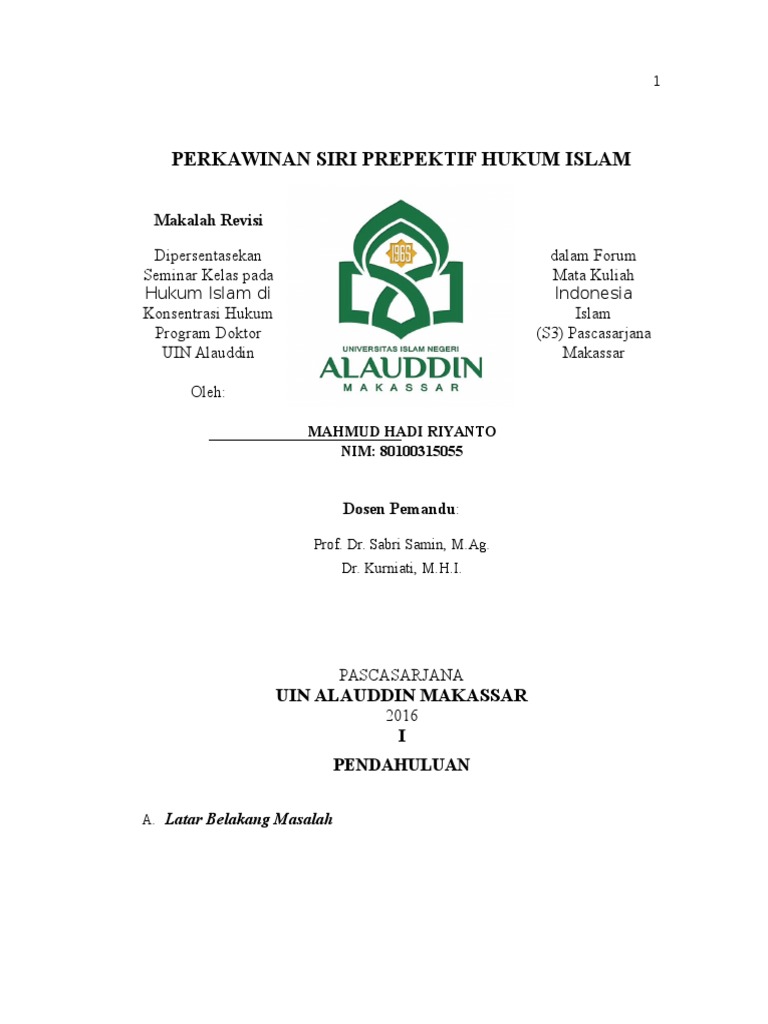 5 Mahmud Hadi Riyanto-HI Di Indonesia (Pernikahan Siri) | PDF | Ilmu Sosial