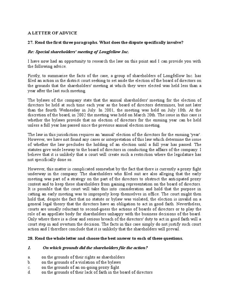 Letter Of Advice Format