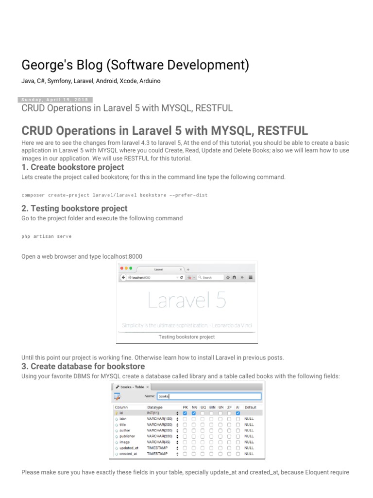 Crud Operations In Laravel 5 With Mysql Restful Download Free Pdf Representational State