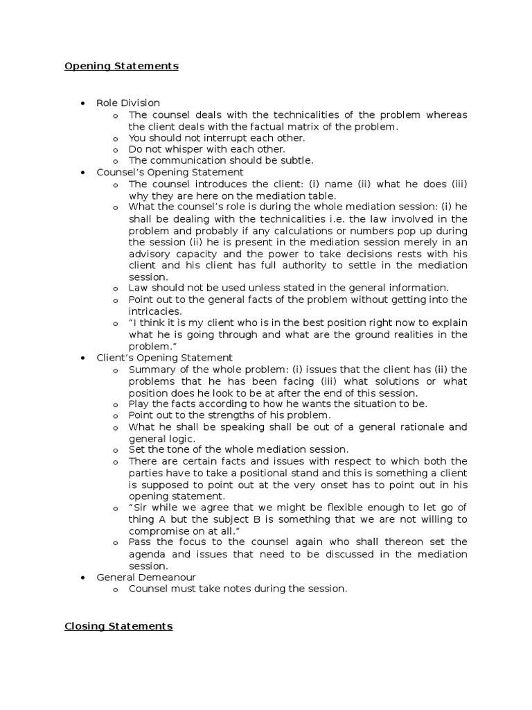 Opening Statement Examples