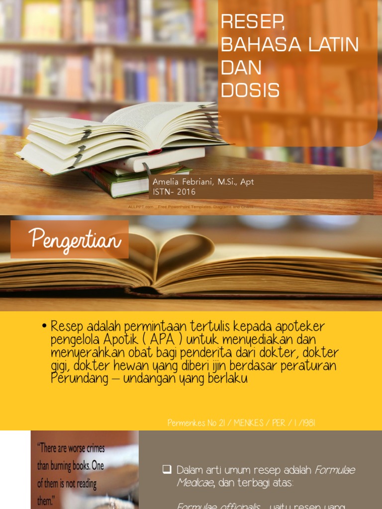 Resep, Bahasa Latin Dan Dosis | PDF