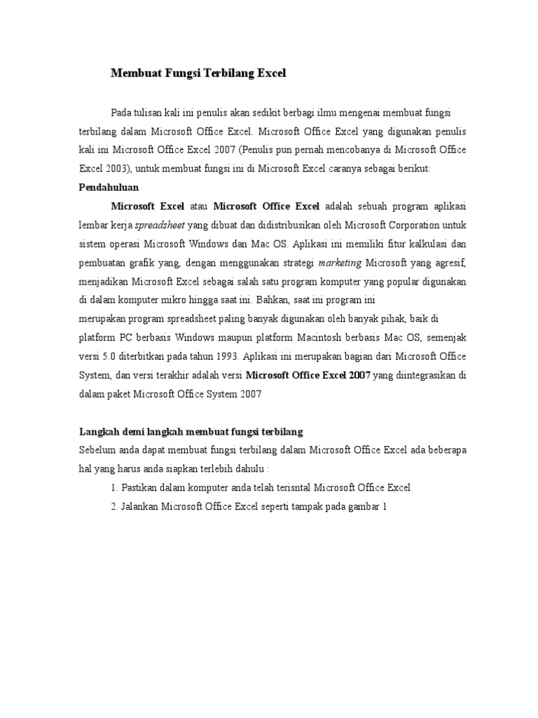 Fungsi Terbilang di Excel 2007 | PDF | Komputer