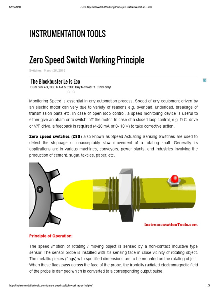 Zero Speed Switch Working Principle Instrumentation Tools | PDF ...