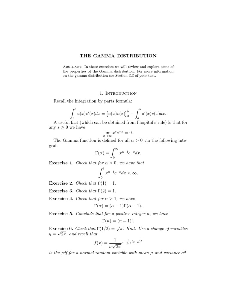 Exploring the Gamma Distribution Properties | PDF | Teaching Methods ...