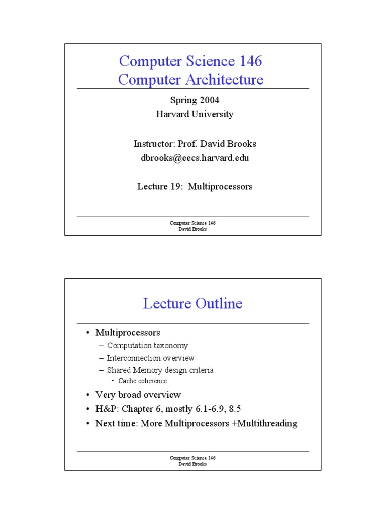 Computer Science 146 Computer Architecture | PDF | Parallel Computing ...