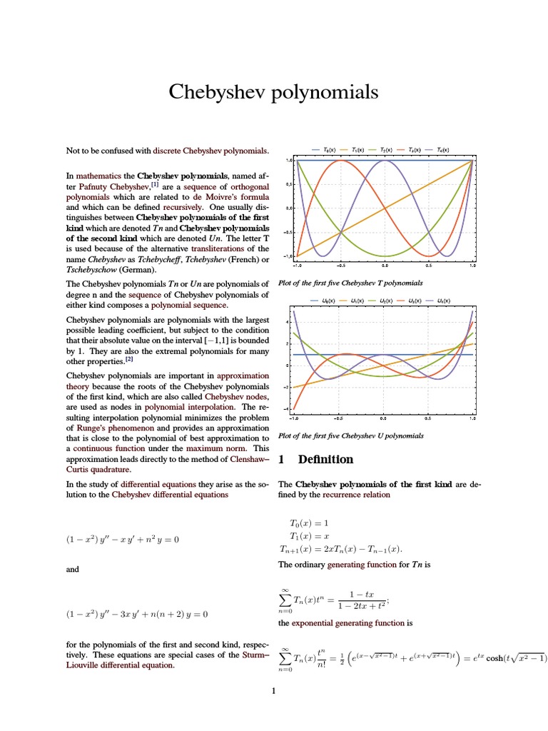 Chebyshev Polynomials Complex Analysis Analysis 