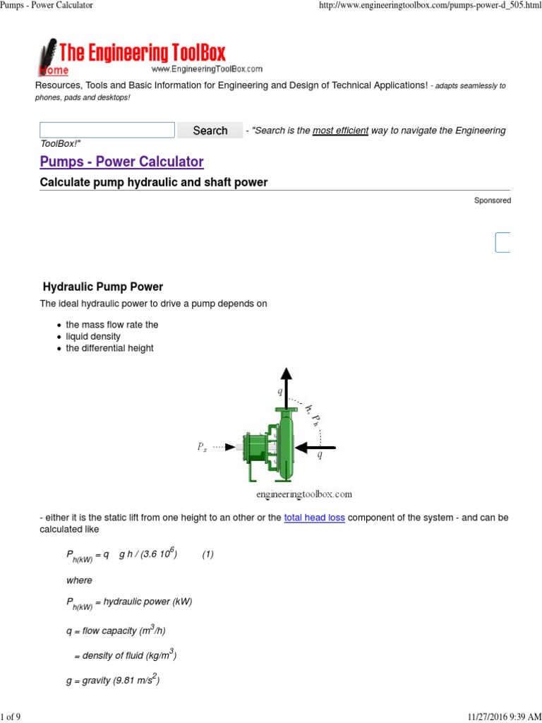 Pumps - Power Calculator | PDF | Sketch Up | Pump