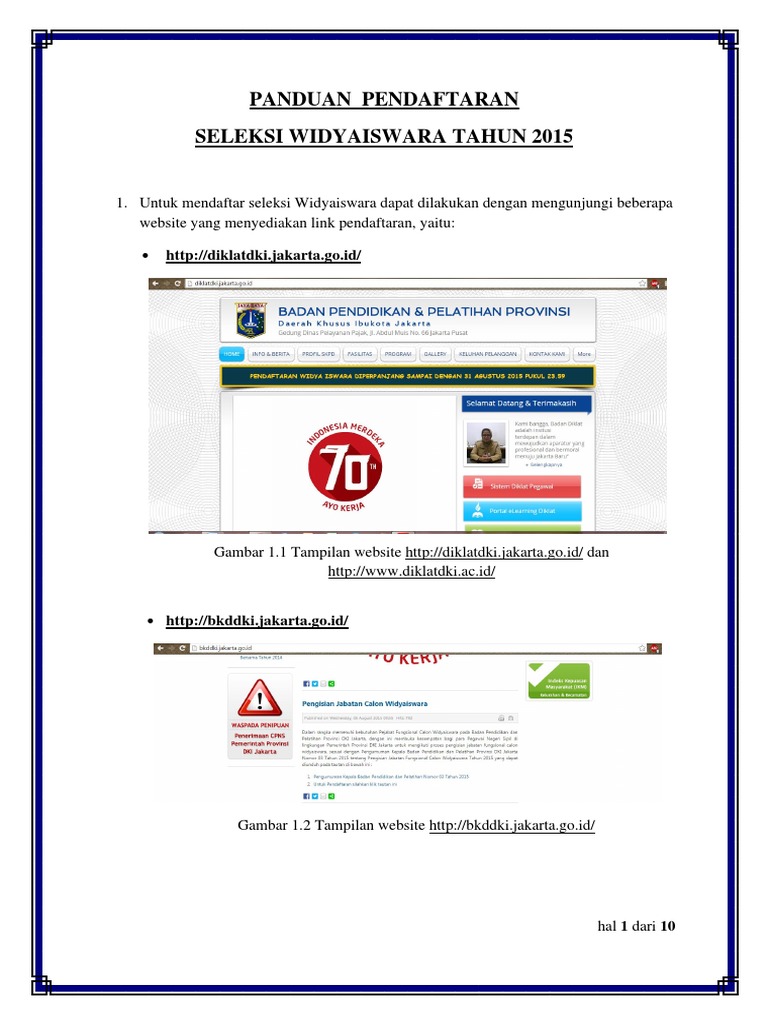 Modul Panduan Pendaftaran Seleksi Widya Iswara 2 | PDF