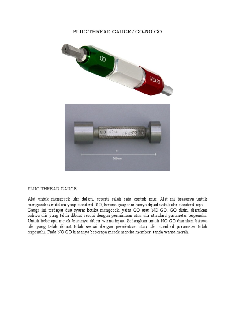 Checking Thread Fit with Plug Thread Gauges | PDF