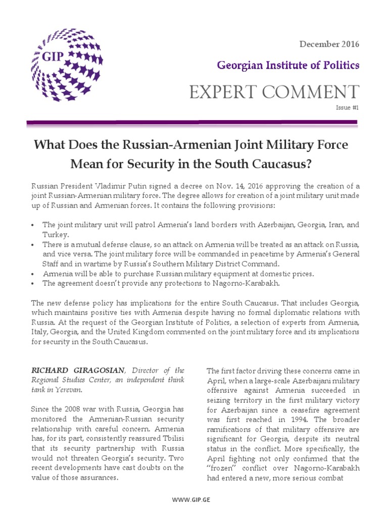 Expert Comment - GIP | PDF | Armenia | Georgia (Country)
