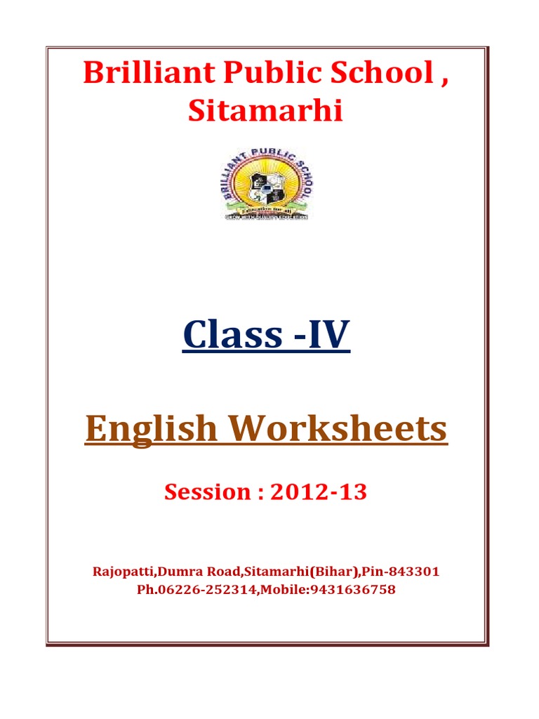 IV English-Worksheets Session 2012 2013 | PDF | English Language | Verb