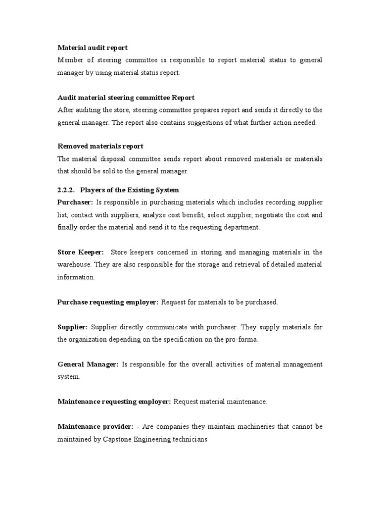 Material Audit Report | PDF | Use Case | Committee