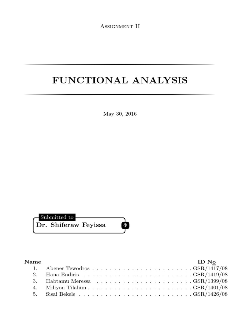 Functional Analysis: Dr. Shiferaw Feyissa | PDF