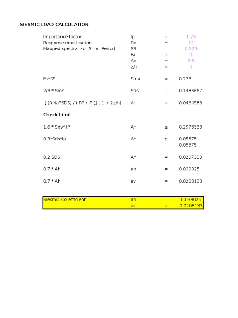 Siesmic Calculation | PDF