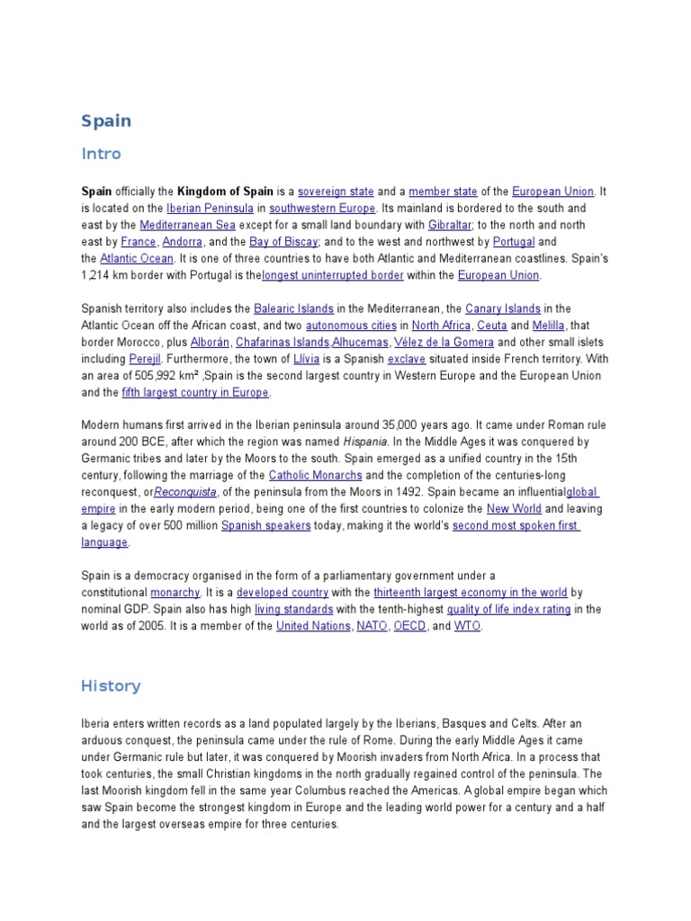 Spain | PDF | Iberian Peninsula | Spain