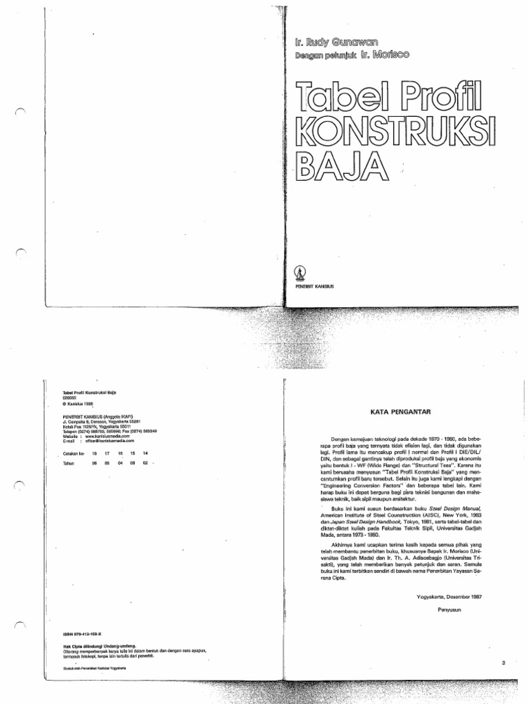 Tabel Profil Konstruksi Baja - Ir. Rudy Gunawan PDF | PDF
