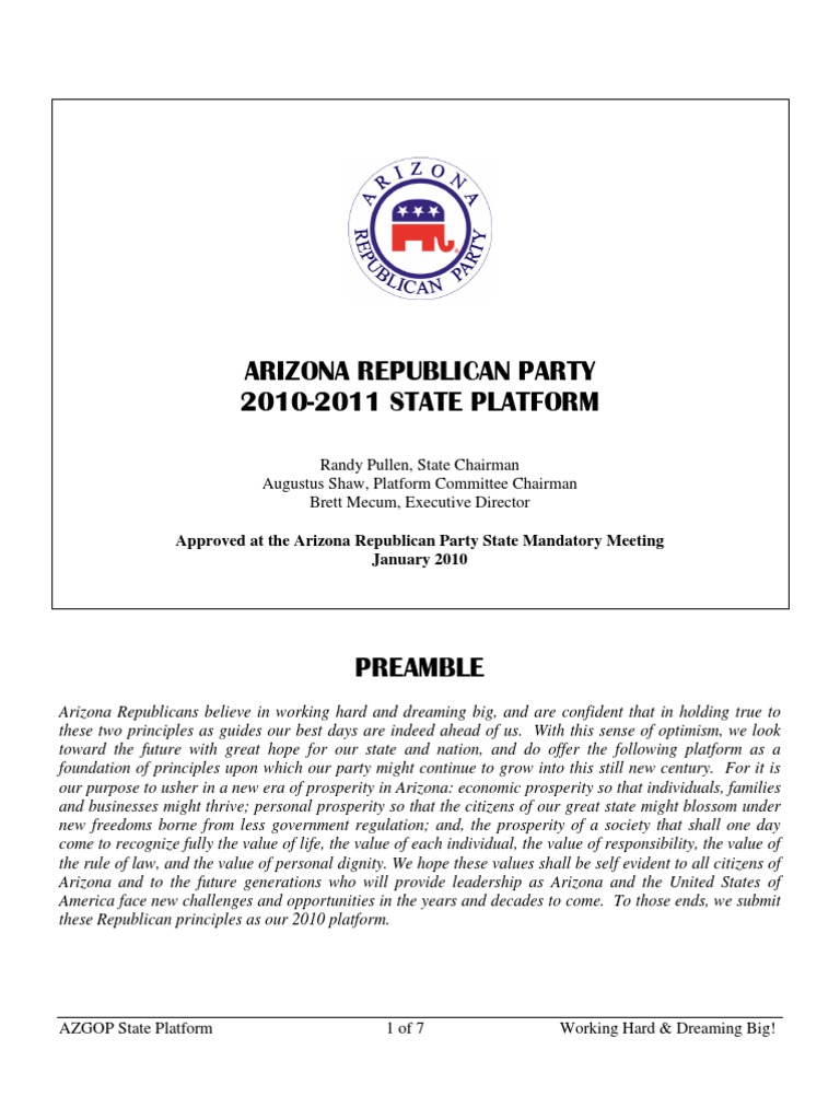 Arizona GOP 2010-2011 State Platform | PDF | Crime & Violence | Crime ...